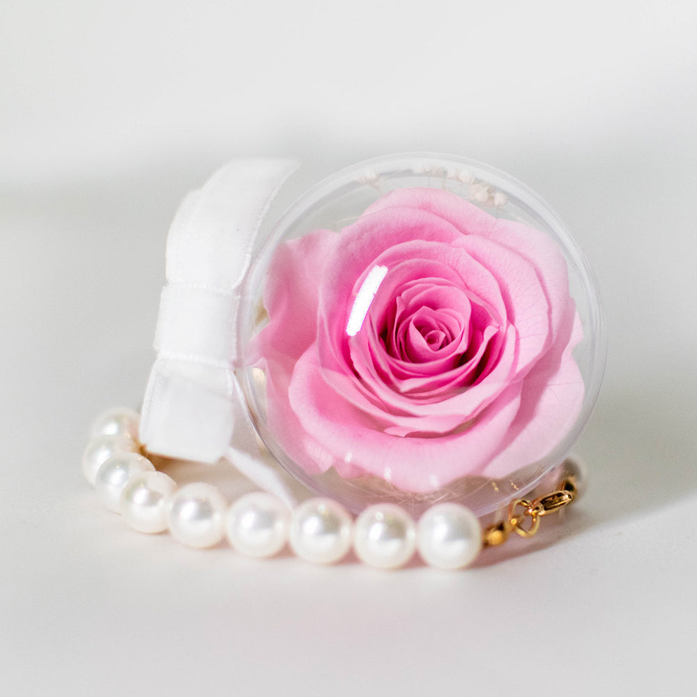 Preserved Rose Bag Charm with Pearls